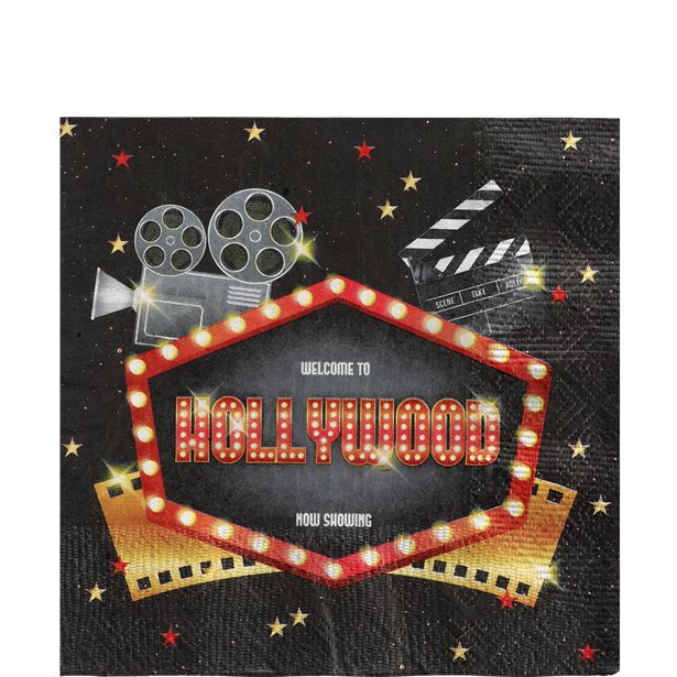Hollywood Paper Napkins, Plates & Cups - Next Day Delivery