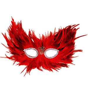 Red & Black Feather Masquerade Mask - Fun Party Supplies