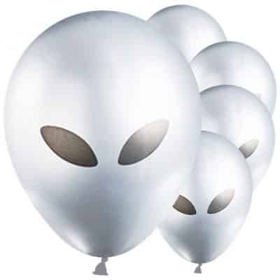 Alien Face Printed Latex Balloons, Space themed party decorations