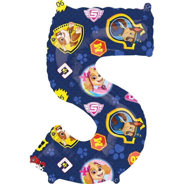 Paw Patrol Number 5 Shaped Balloon & Decorations