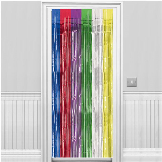 Multi Coloured Rainbow Foil Curtain & Party Decorations