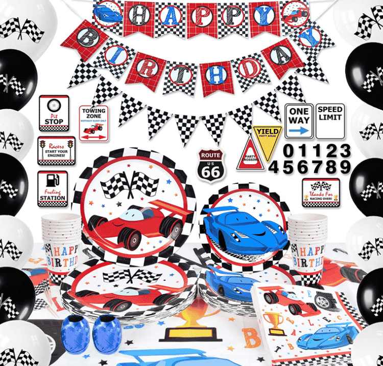Racing Car Party Pack for 8 & Party Decorations - Next Day Delivery