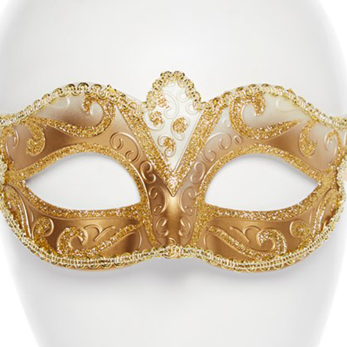 Gold Glitter Mask For Masquerade Balls - Next Day Delivery