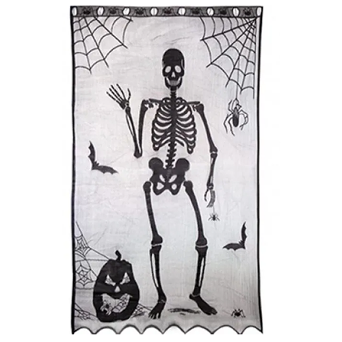 Halloween Skeleton Lace Door Curtain - Halloween Party Decoration