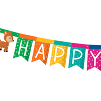 Woodland Animal Happy Birthday Banner