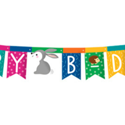 Woodland Animal Happy Birthday Banner